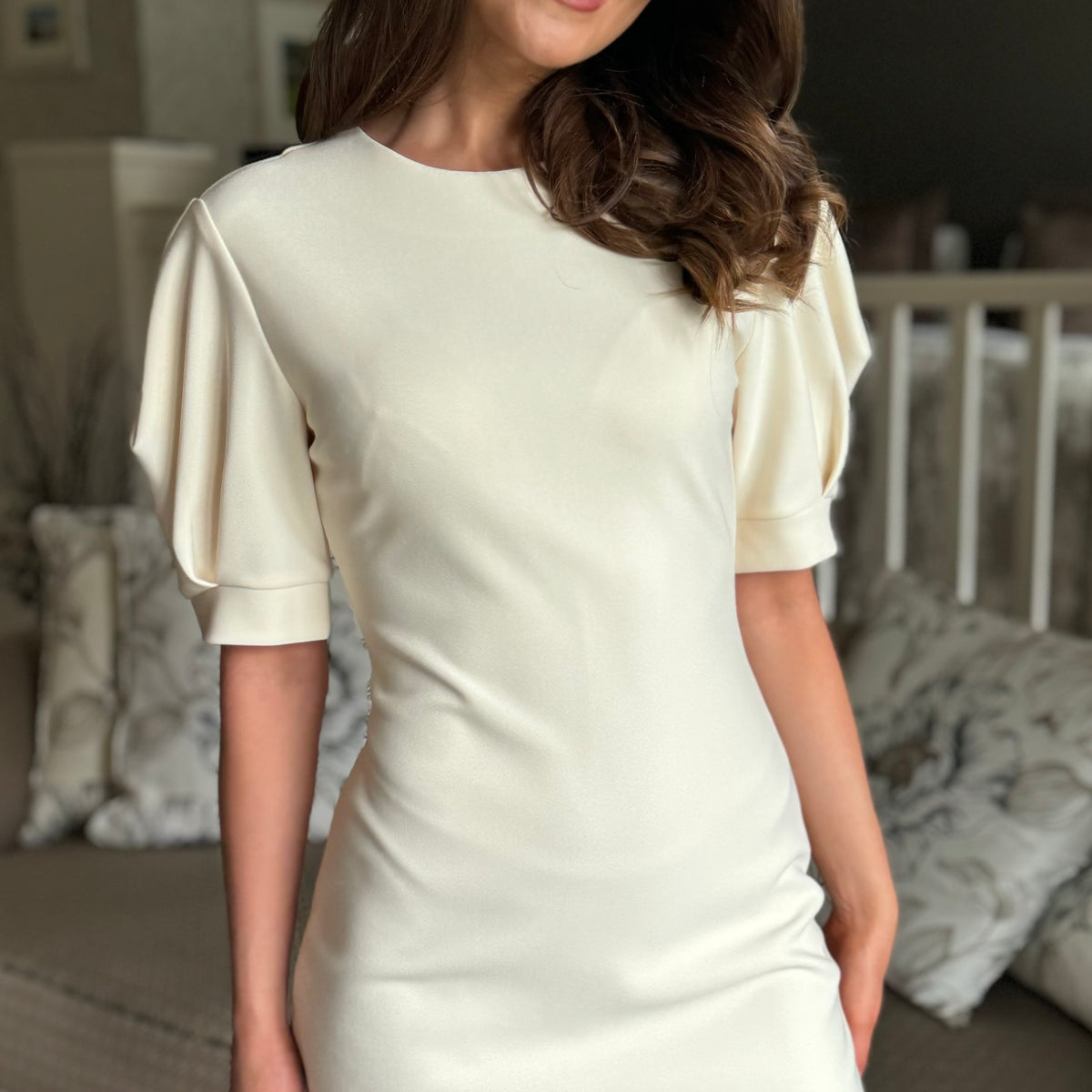 Venetia Cream Puff Sleeve Mini Dress – Get That Trend