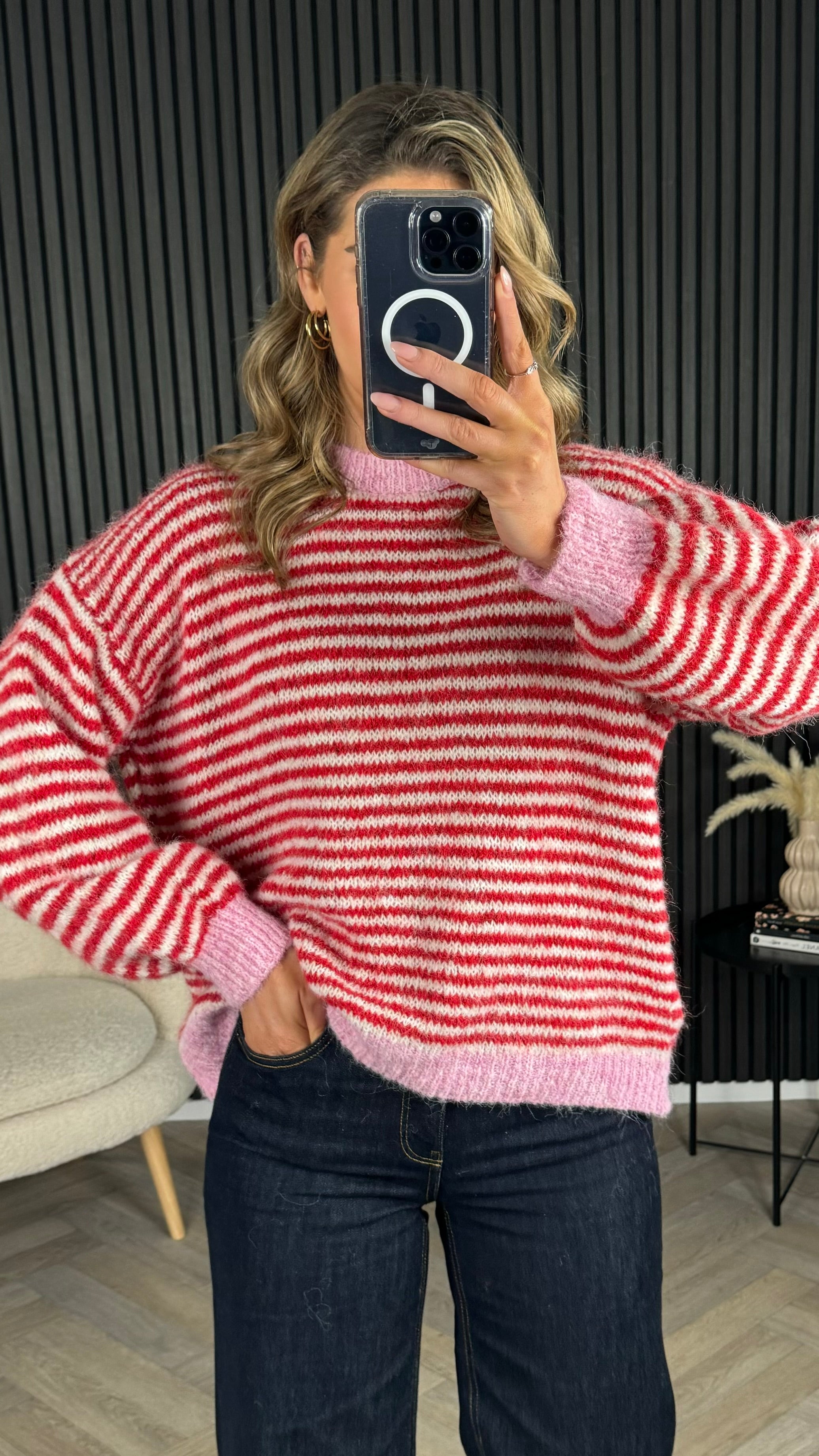 Peggy Red & Pink Stripe Jumper – Get That Trend
