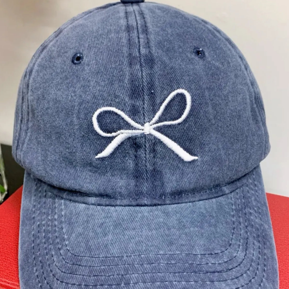Gina Blue Denim Bow Detail Baseball Cap – Get That Trend