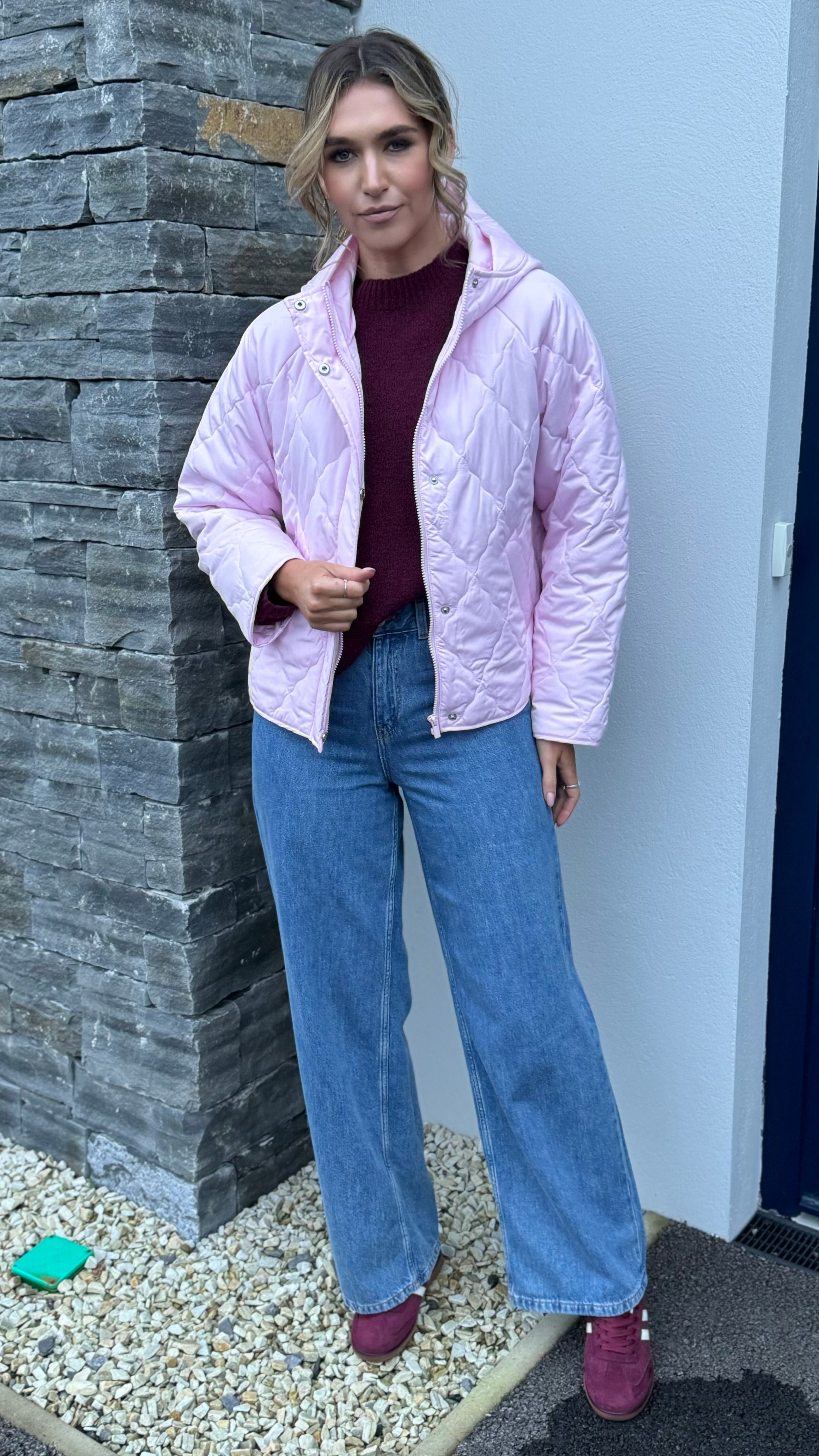 Deborah Baby Pink Hooded Quilted Jacket – Get That Trend