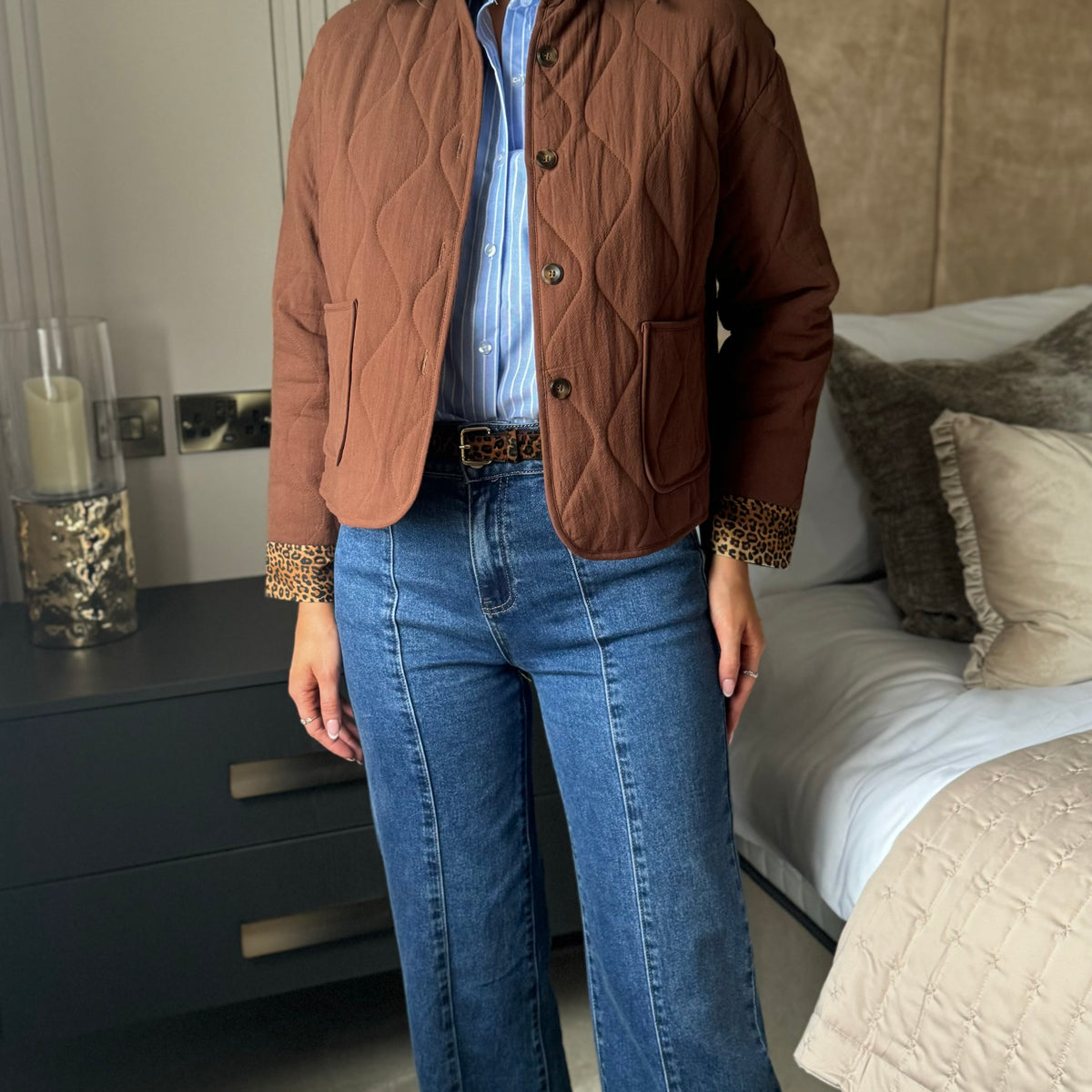 Zaynee Chocolate Brown & Leopard Cuff Jacket – Get That Trend