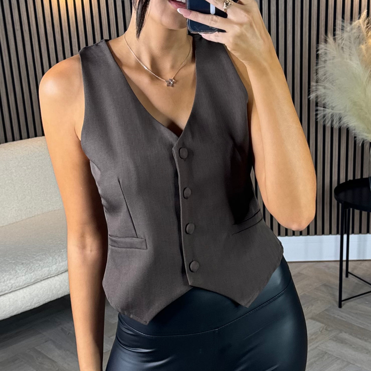 Maude Chocolate Brown Button Down Waistcoat – Get That Trend